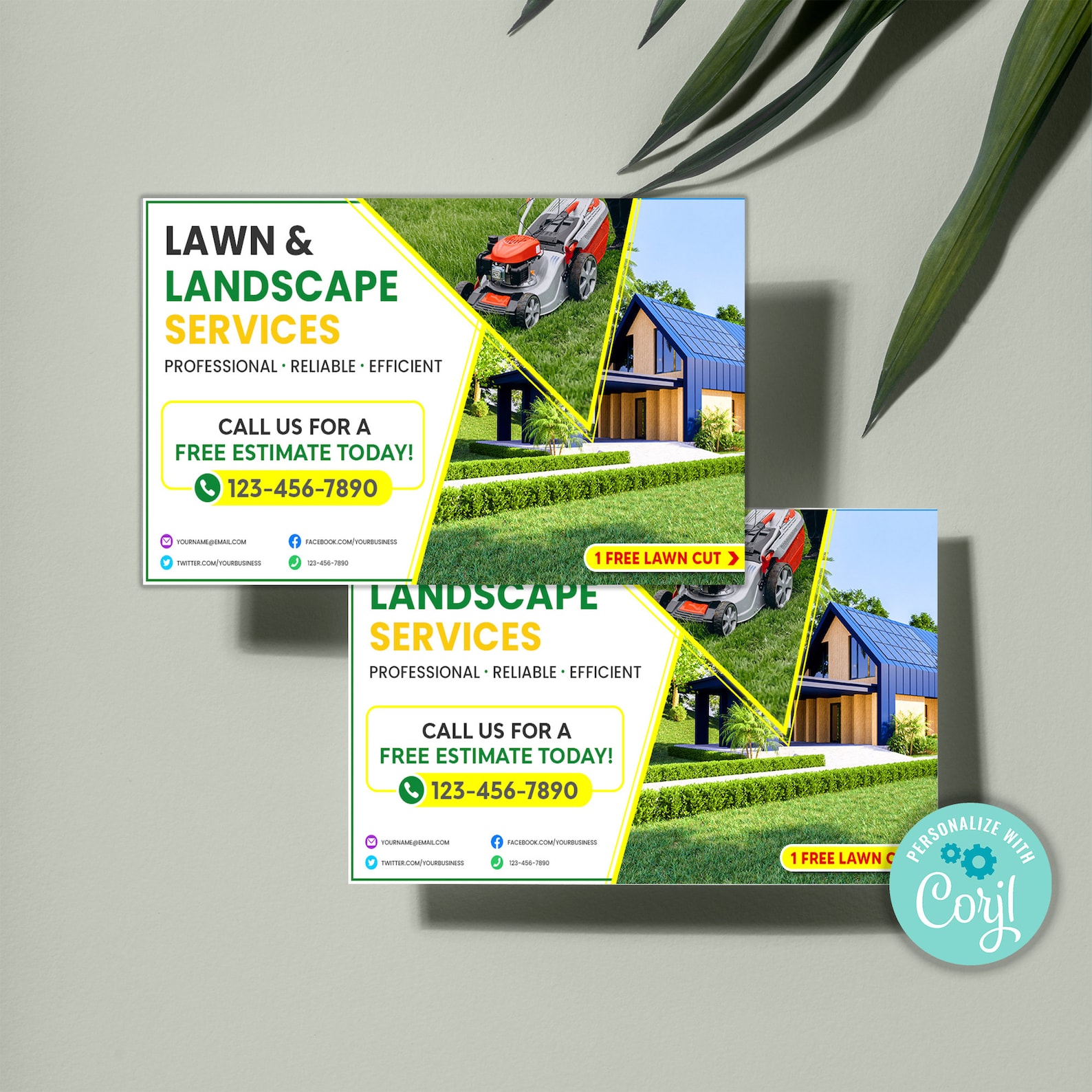 Custom Personalized Lawn Care Service Business Cards, Yard Cleaning ...