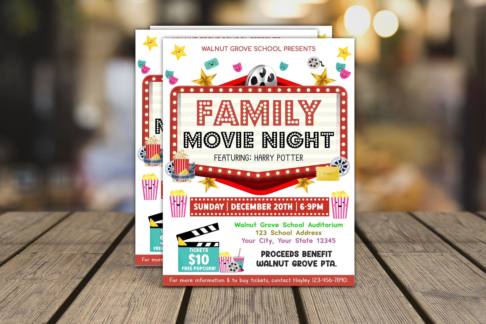 Editable Family Movie Night Flyer School Church Benefit - Etsy