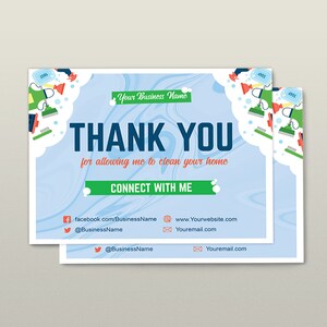 Cleaning Business Thank You Card Template Blue | Printable Cleaning ...