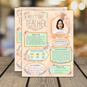 Editable Meet the Teacher Boho Template, Meet the Teacher Editable With ...