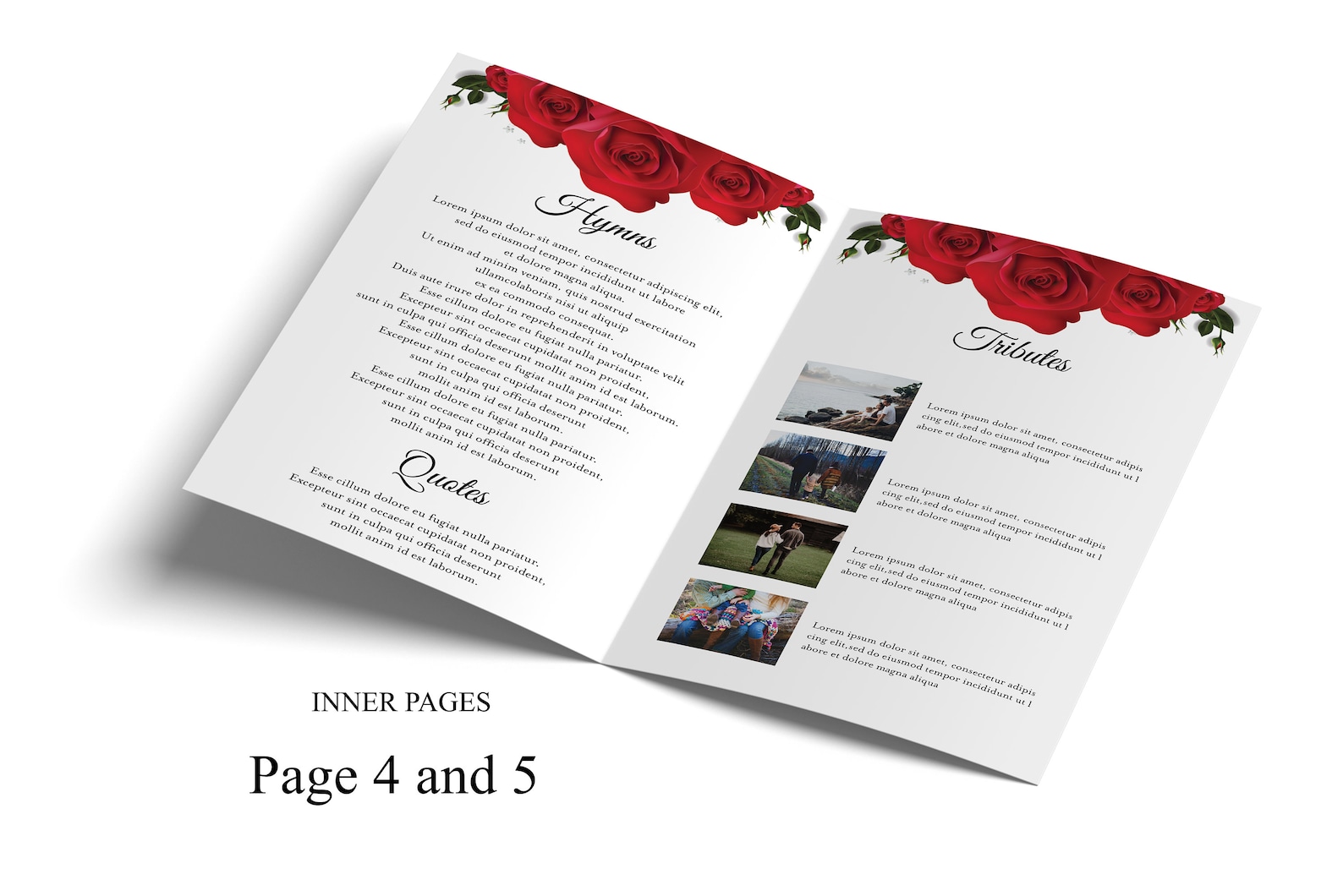 8 Page Red Rose Funeral Program Template Editable Minimalist | Etsy