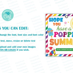 EDITABLE Hope You Have a Popping Summer Tag, Customizable Summer Gift ...