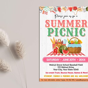 Summer Picnic Flyer Template, Summer Picnic Invitation Digital, Family ...