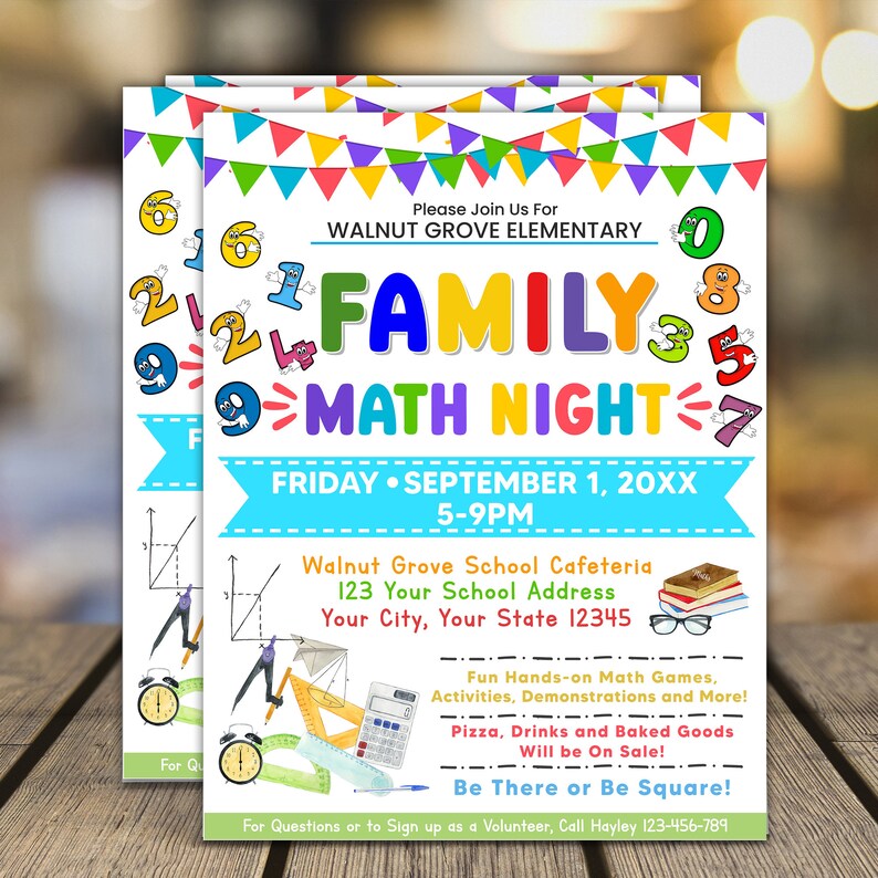 Editable Family Math Night Flyer, PTO PTA Family School Flyer, Math ...