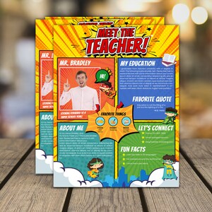 Meet the Teacher Template Superhero Theme, Photo Teacher Letter ...