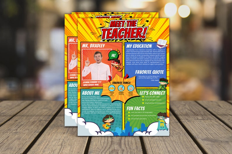 Meet the Teacher Template Superhero Theme, Photo Teacher Letter ...