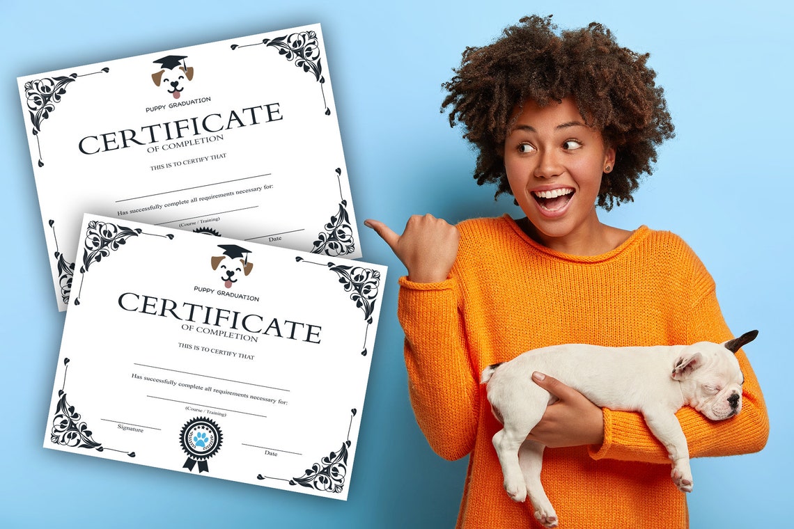 PRINTABLE Blank PDF Puppy Dog Graduation Certificate | Etsy UK