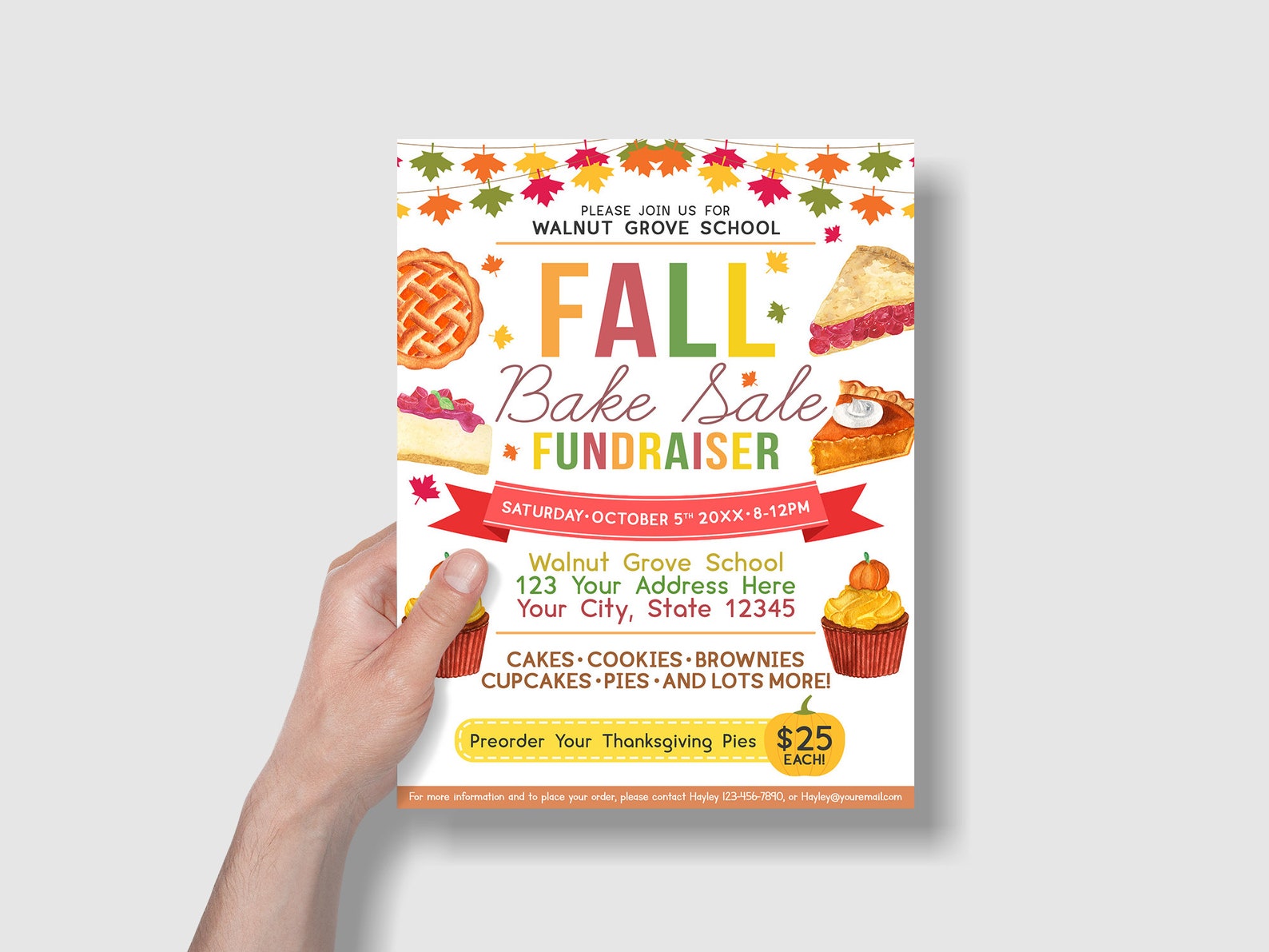 Fall Bake Sale Flyer, Festival Fall Harvest Template for Church School ...
