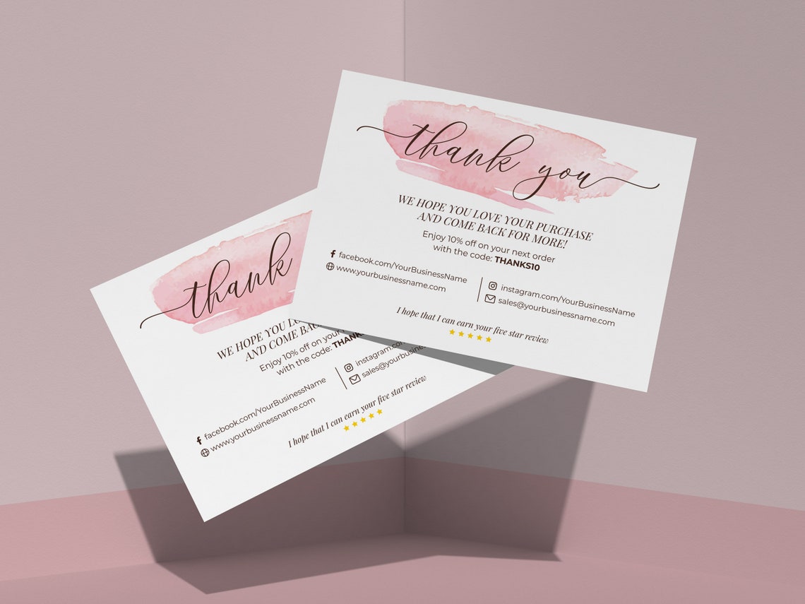 Square Business Thank You Card Template Printable Fully - Etsy