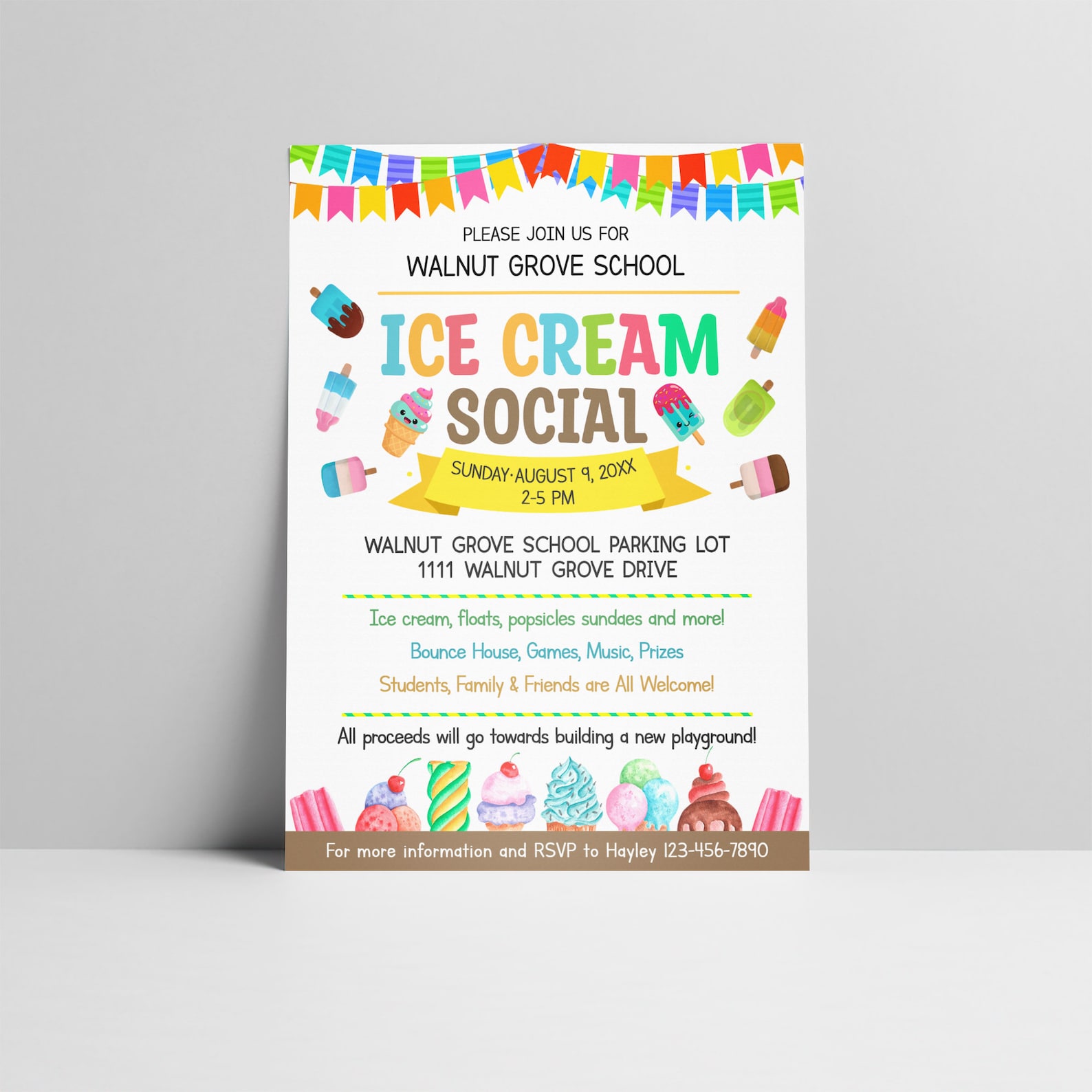 EDITABLE Summer Ice Cream Social Flyer Ice Cream Party - Etsy