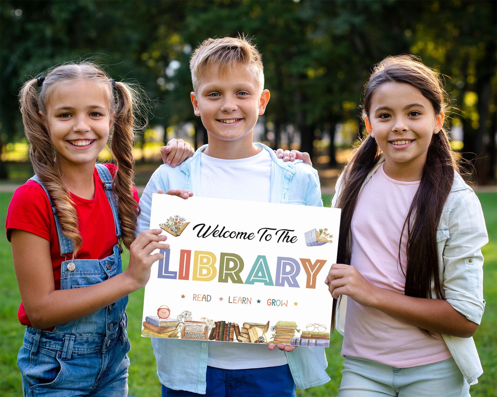 Welcome Library School Sign Printable School Library Poster - Etsy