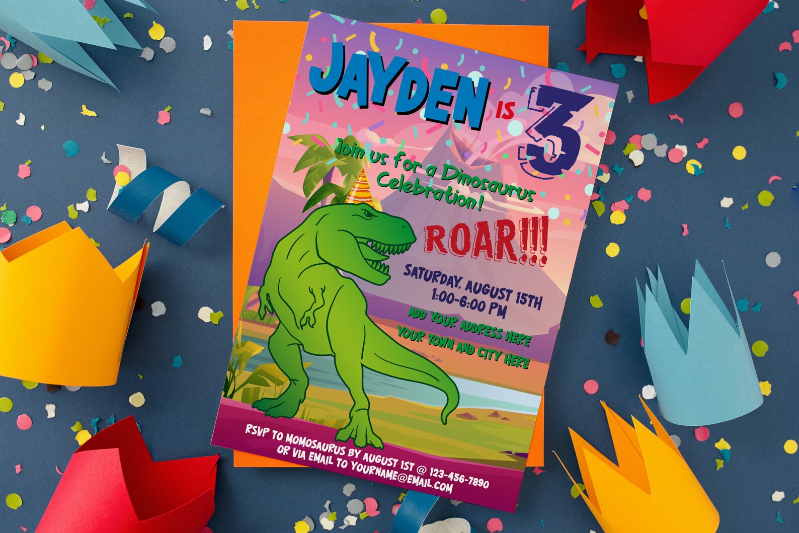 Editable Three Rex Invitation, Printable 3 Rex Birthday Invite ...