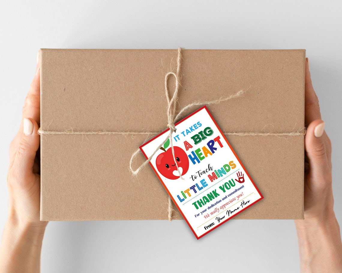 EDITABLE Teacher Appreciation Gift Tags It Takes A Big Heart - Etsy