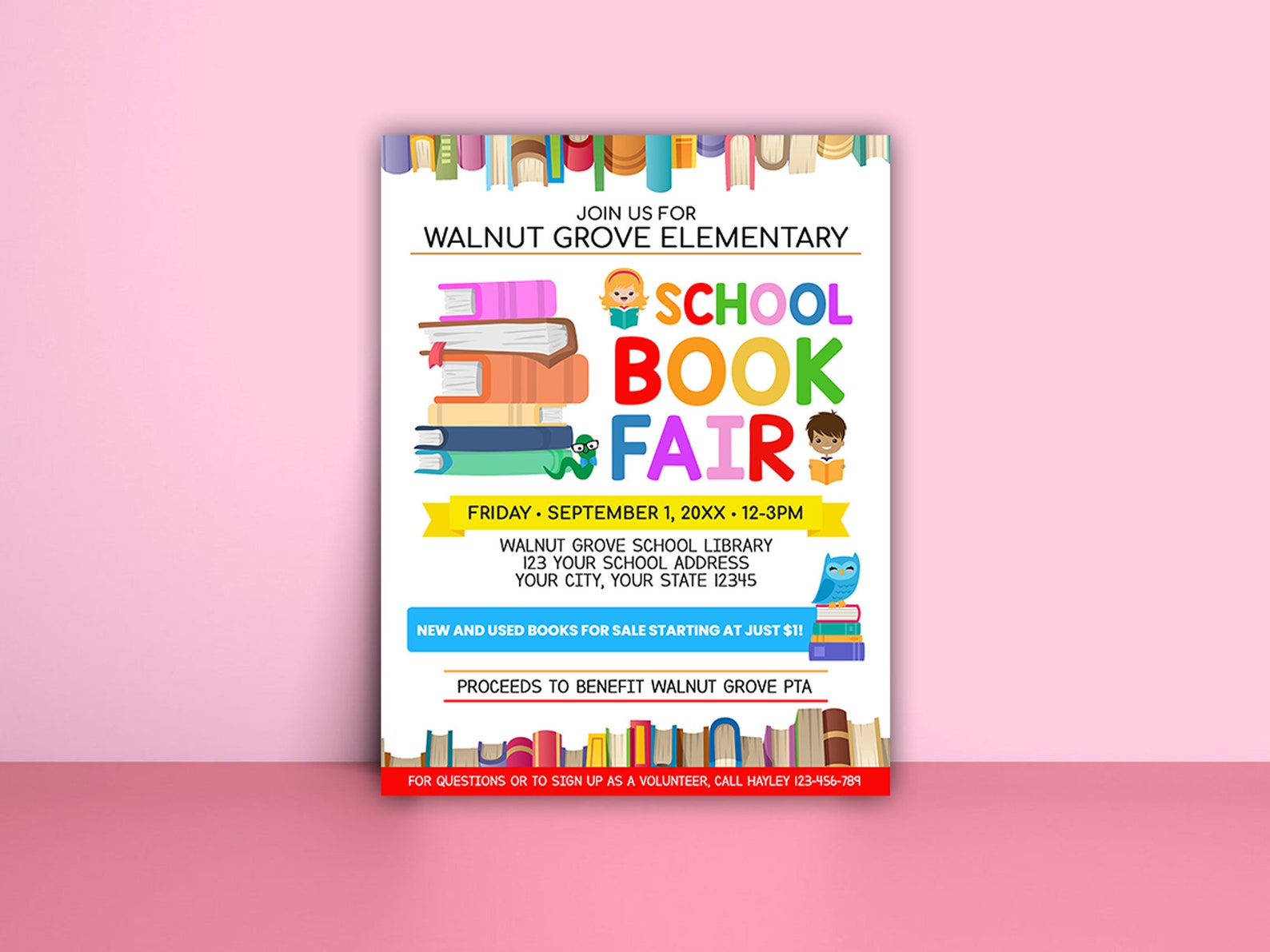 EDITABLE Book Fair Flyer Template Colorful School Fundraiser - Etsy