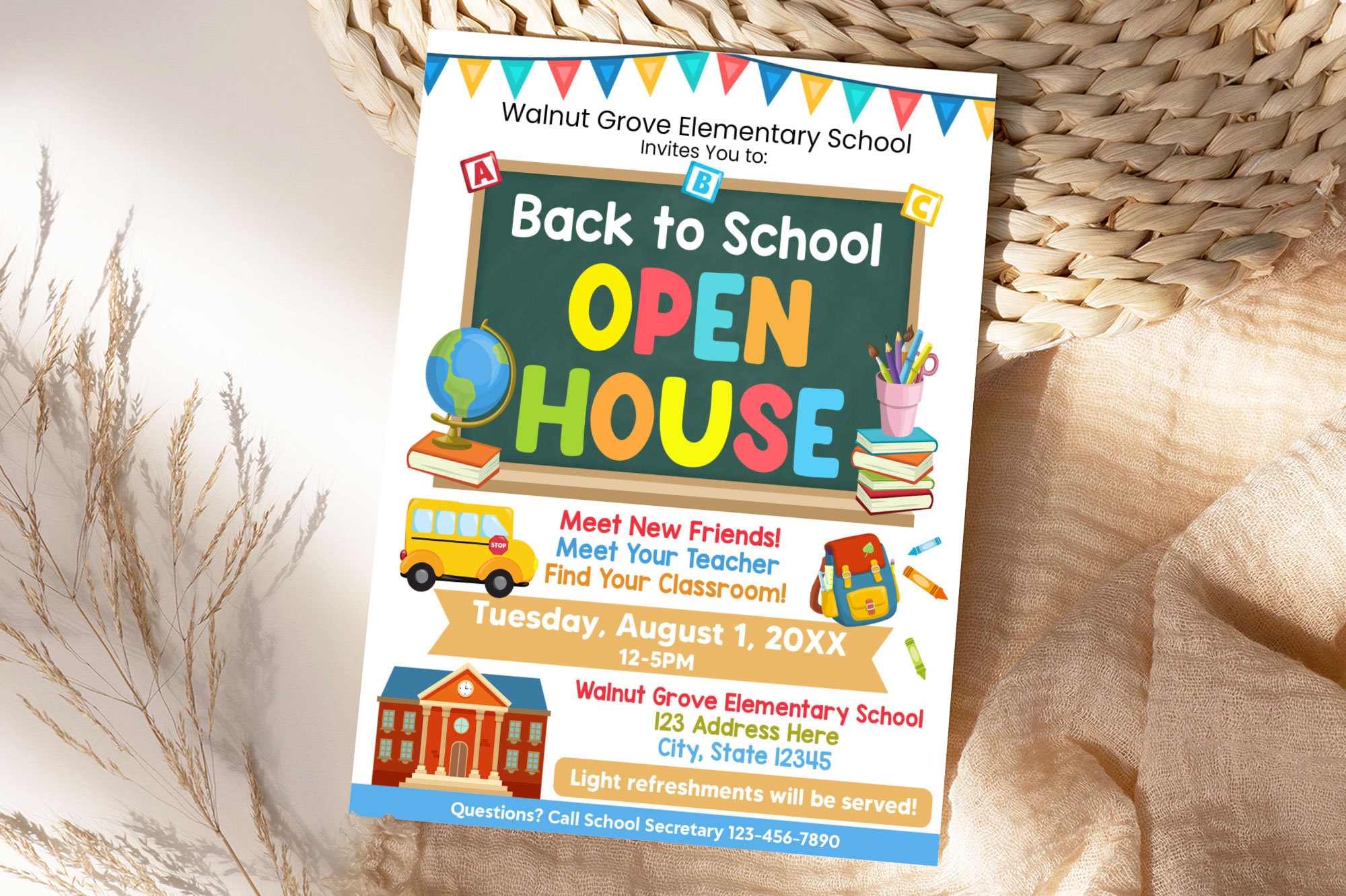 Back to School Open House Flyer Template, PTA PTO Flyer, School ...