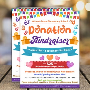 Editable Donation Fundraiser Flyer Template, PTA PTO Fundraiser Flyer ...