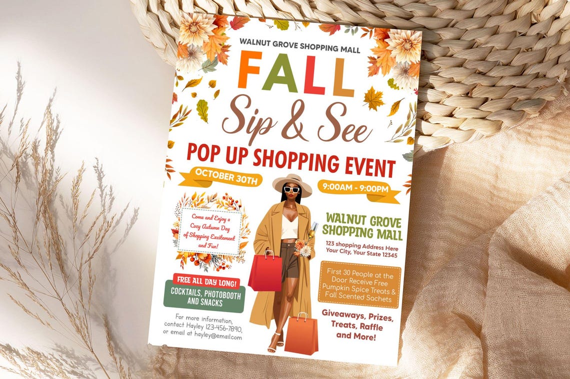 Printable Fall Pop-up Shop Event Flyer Editable Template - Etsy