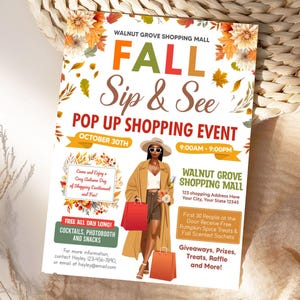 Printable Fall Pop-up Shop Event Flyer Editable Template - Etsy