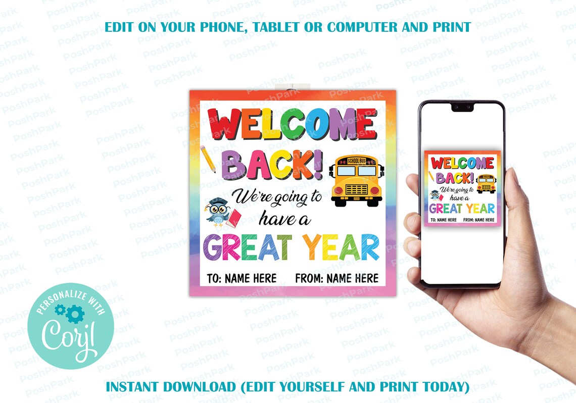 EDITABLE Welcome Back to School Gift Tag Template Colorful - Etsy