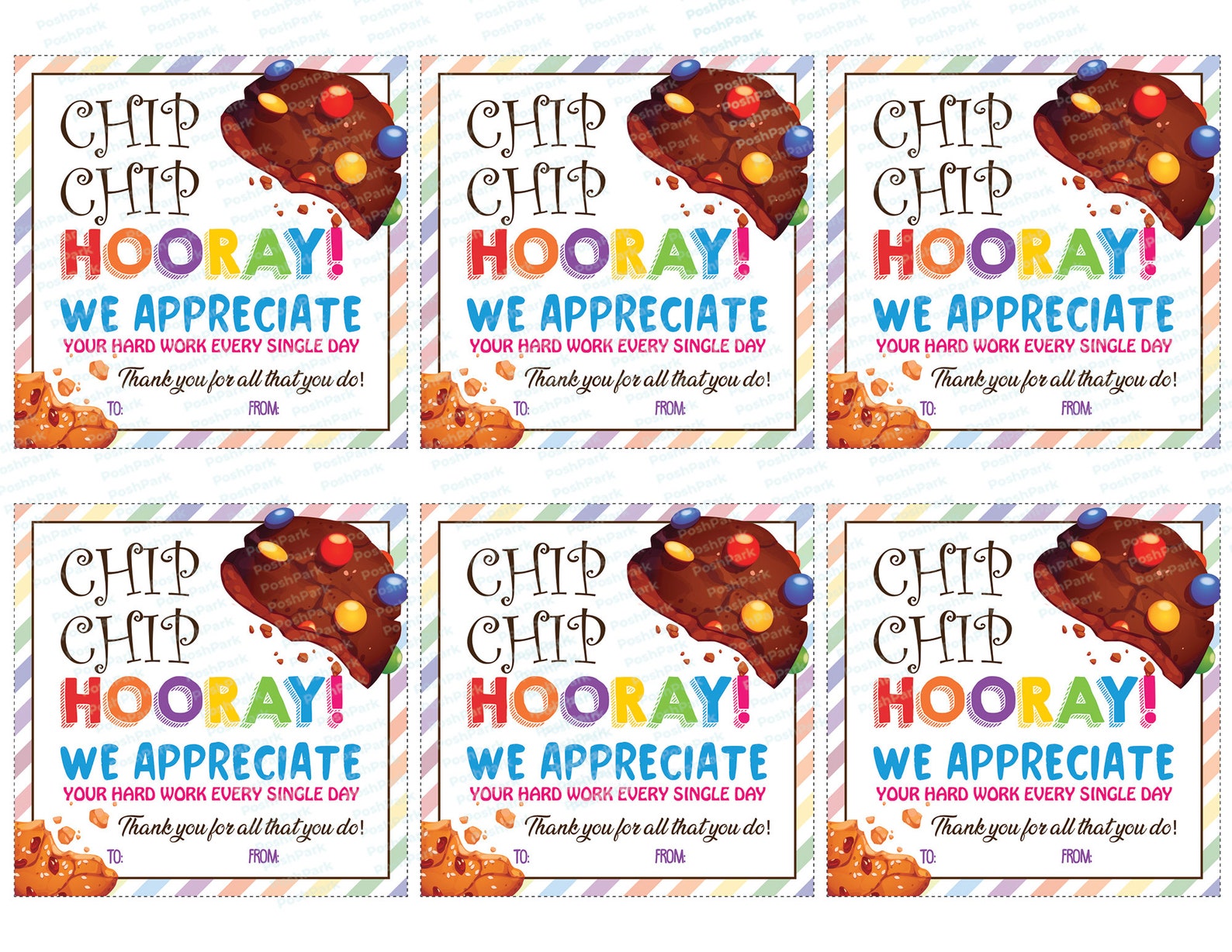 PDF Cookie Thank You Tag, Chip Chip Hooray Printable, Staff ...