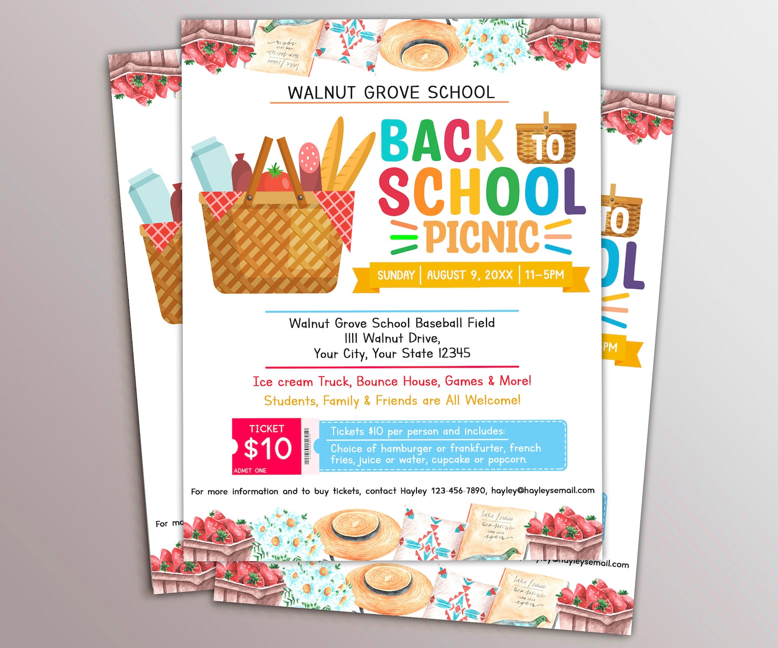 EDITABLE School Picnic Invitation Back to School Flyer Event - Etsy