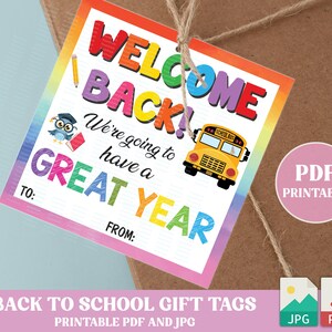 Printable Welcome Back to School Tags, PDF Back to School Tags for ...
