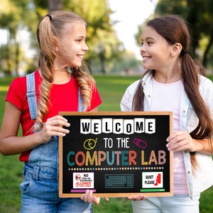 Printable Welcome to the Computer Lab Black, PDF School Computer Lab ...