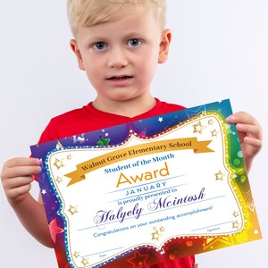 Student of the Month Certificate Template, Colorful Student of the Week ...