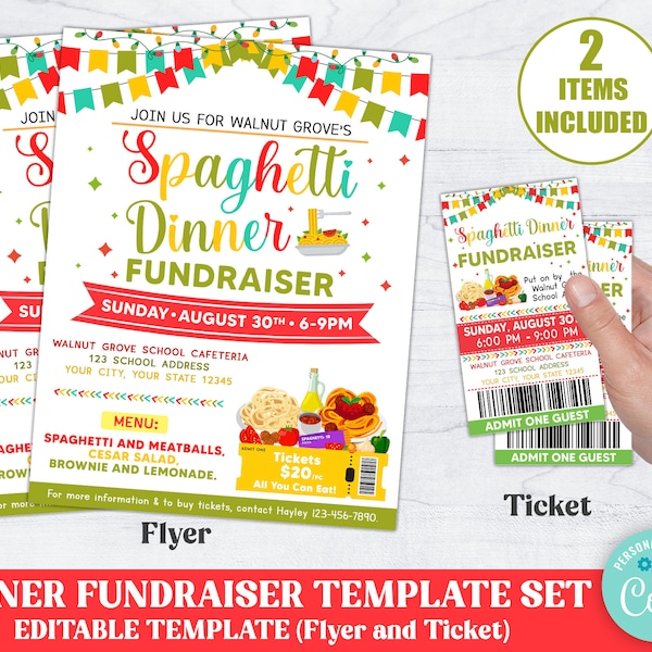 Spaghetti Dinner Tickets Template - Etsy