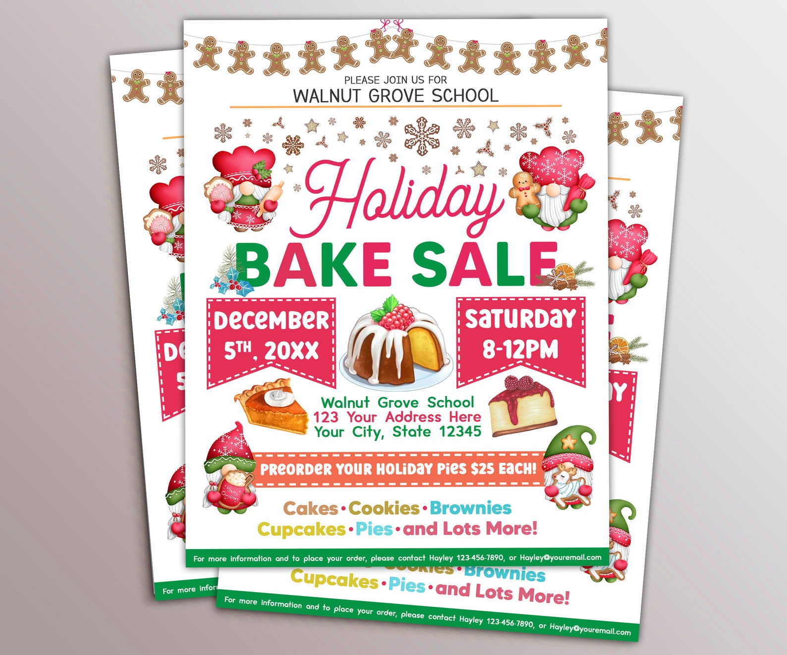 Editable Holiday Bake Sale Flyer School Fundraiser Event - Etsy