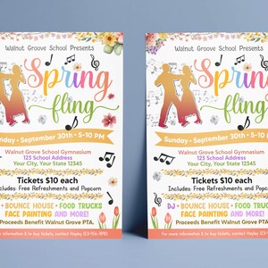 Editable Spring Fling Flyer, PTO PTA School Dance Flyer, Easter Party ...