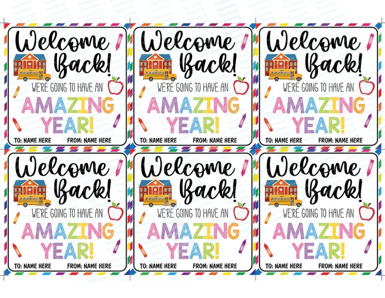 EDITABLE First Day of School Gift Tag Template, Colorful Welcome Back ...
