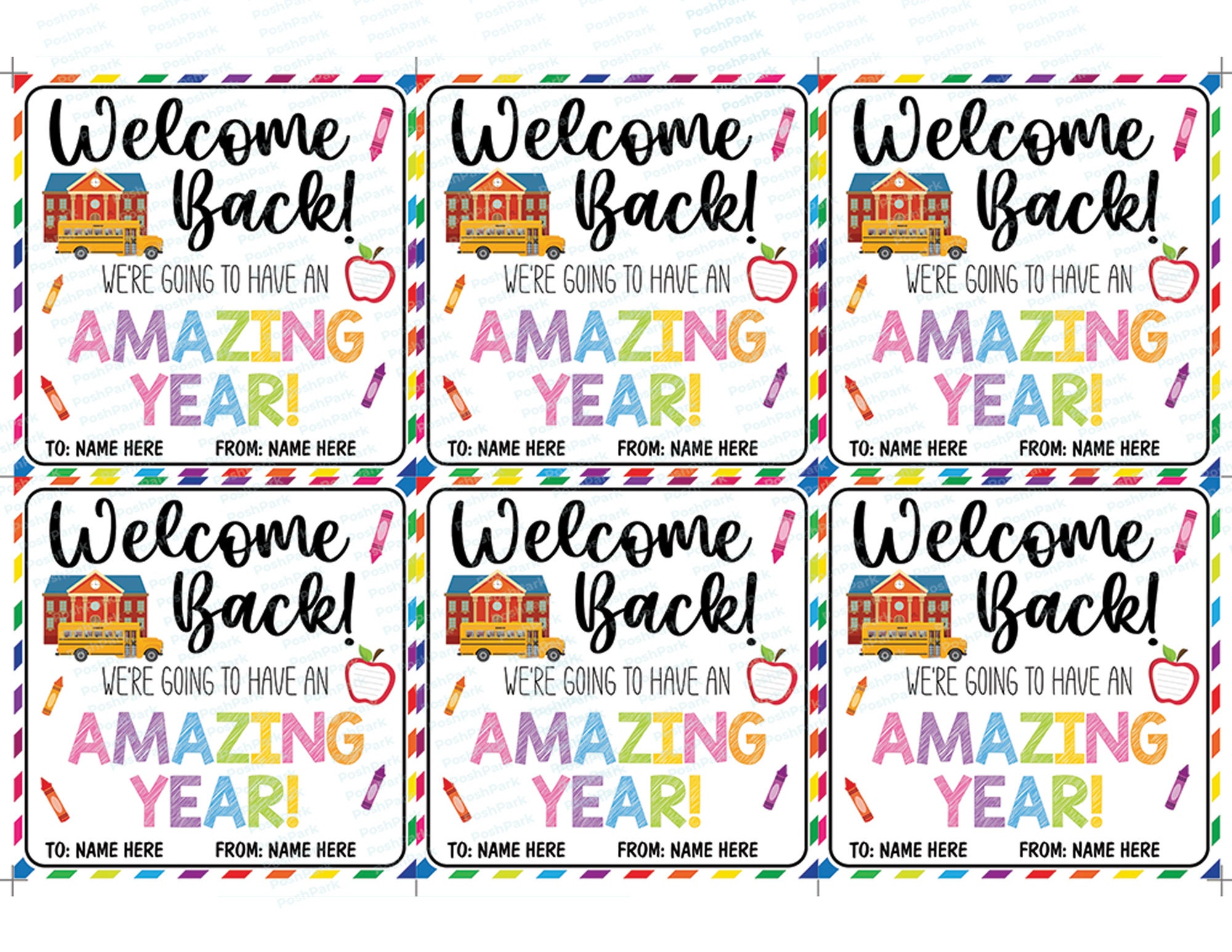EDITABLE First Day of School Gift Tag Template, Colorful Welcome Back ...