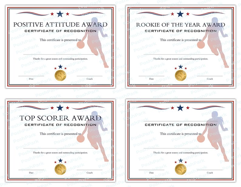 PRINTABLE Red White Blue PDF End of Season Basketball Award | Etsy