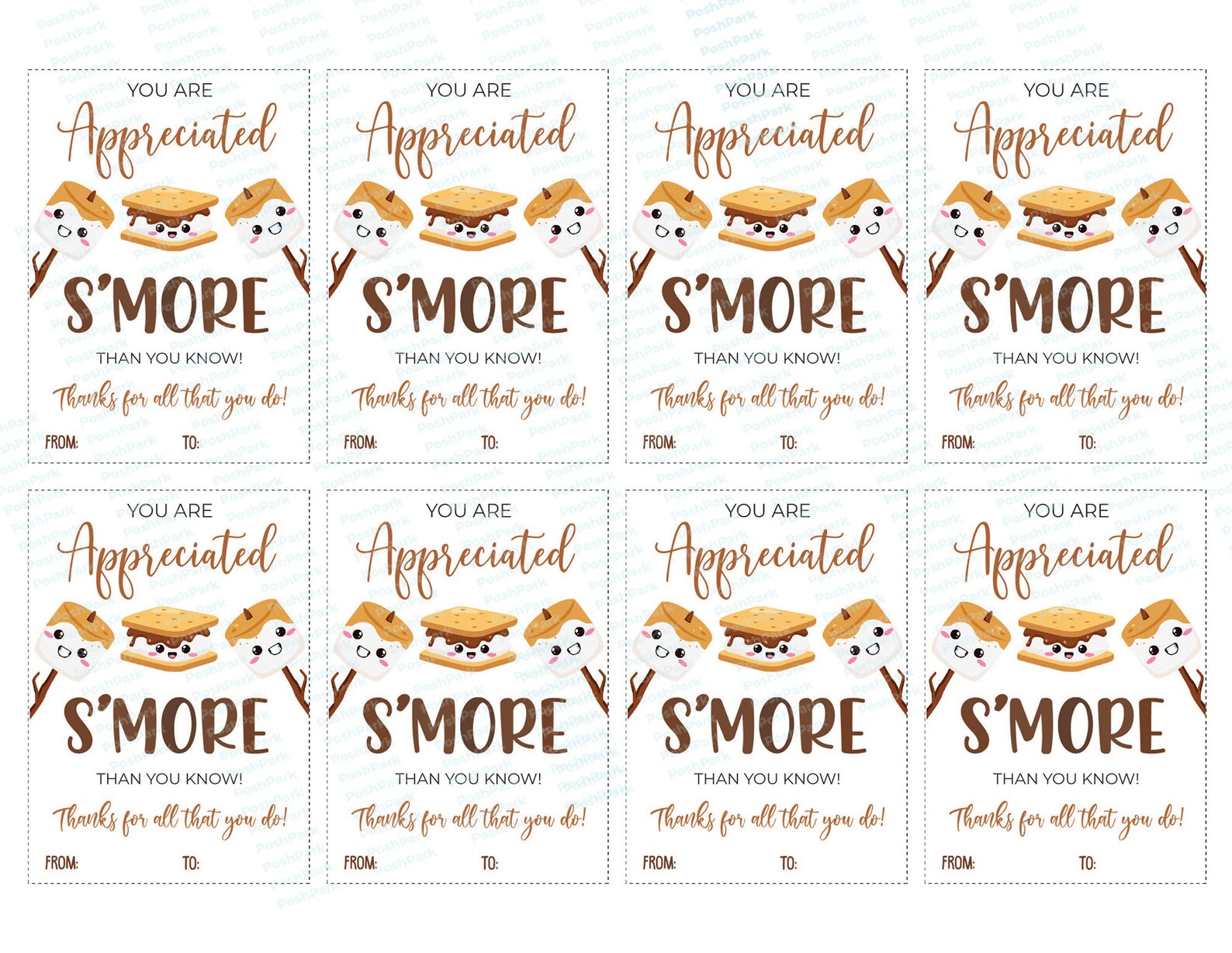 PRINTABLE PDF Smore Tag, You Are Appreciated Smore Than You Know Gift ...