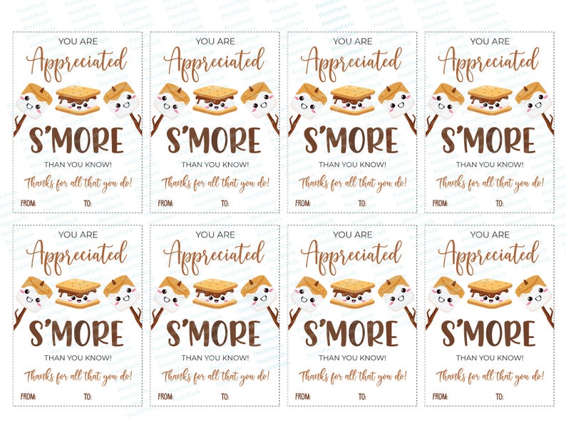 PRINTABLE PDF Smore Tag You Are Appreciated Smore Than You - Etsy