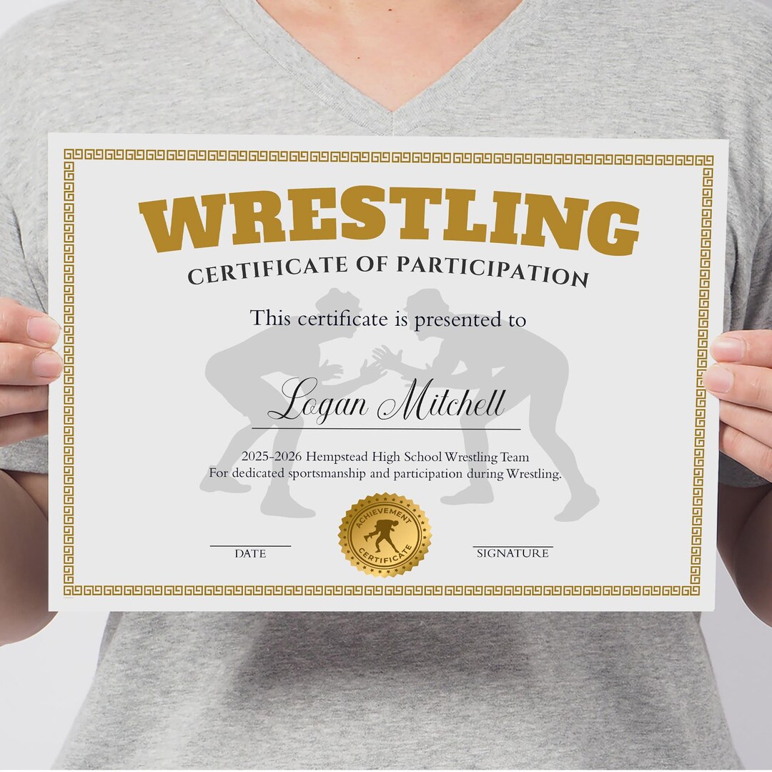 Editable Sports Award Ceremony Certificate | End of Season Wrestling ...