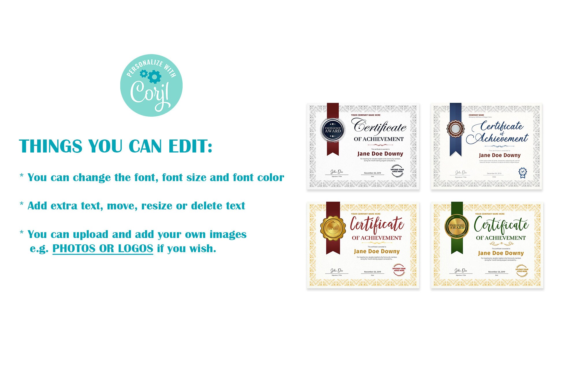 EDITABLE Certificate of Achievement Template BUNDLE Printable - Etsy