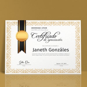 Certificado De Apreciación EDITABLE Elegant Design School Office Award ...