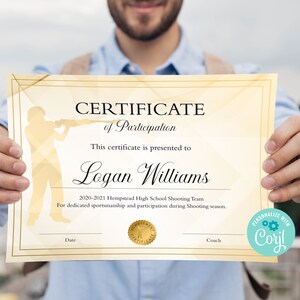 Editable Shooting Certificate Template Bundle for Boys and Girls, DIY ...