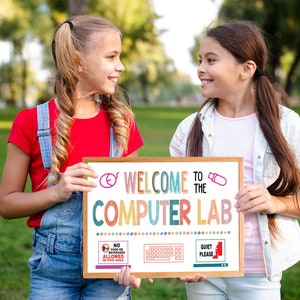 PDF Welcome to the Computer Lab Sign White, Printable School Computer ...