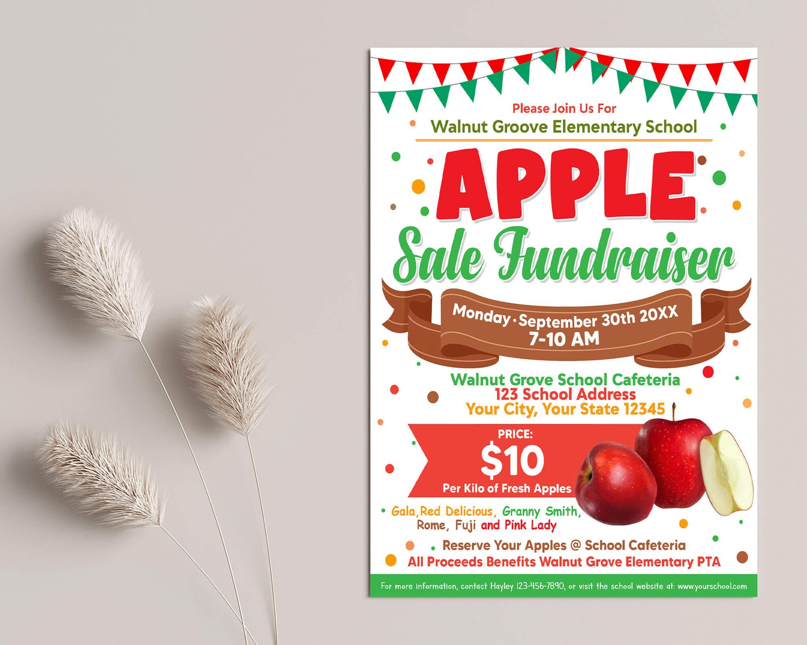 Editable Apple Sale Fundraiser Flyer Template, School Church ...