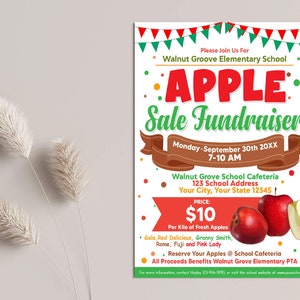 Editable Apple Sale Fundraiser Flyer Template, School Church ...