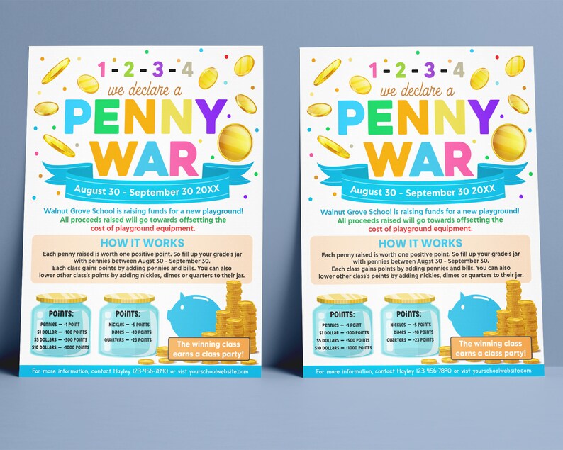 Editable Penny War Fundraiser Flyer Church Nonprofit PTO PTA - Etsy