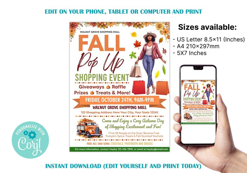 Editable Fall Pop-up Sale Event Flyer Printable - Etsy