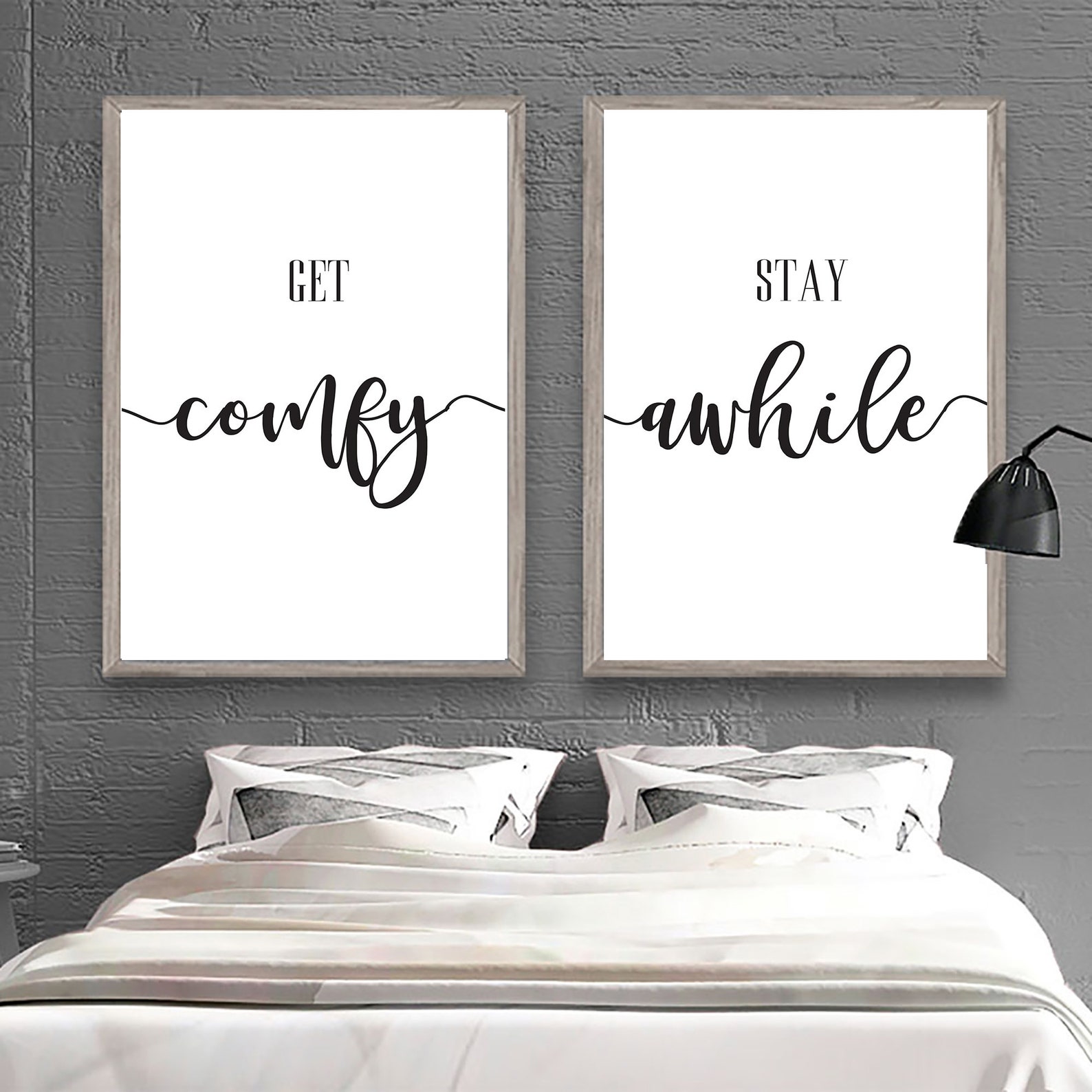 Get Comfy Printable Set of 2 Quote Guest Room Decor Stay - Etsy