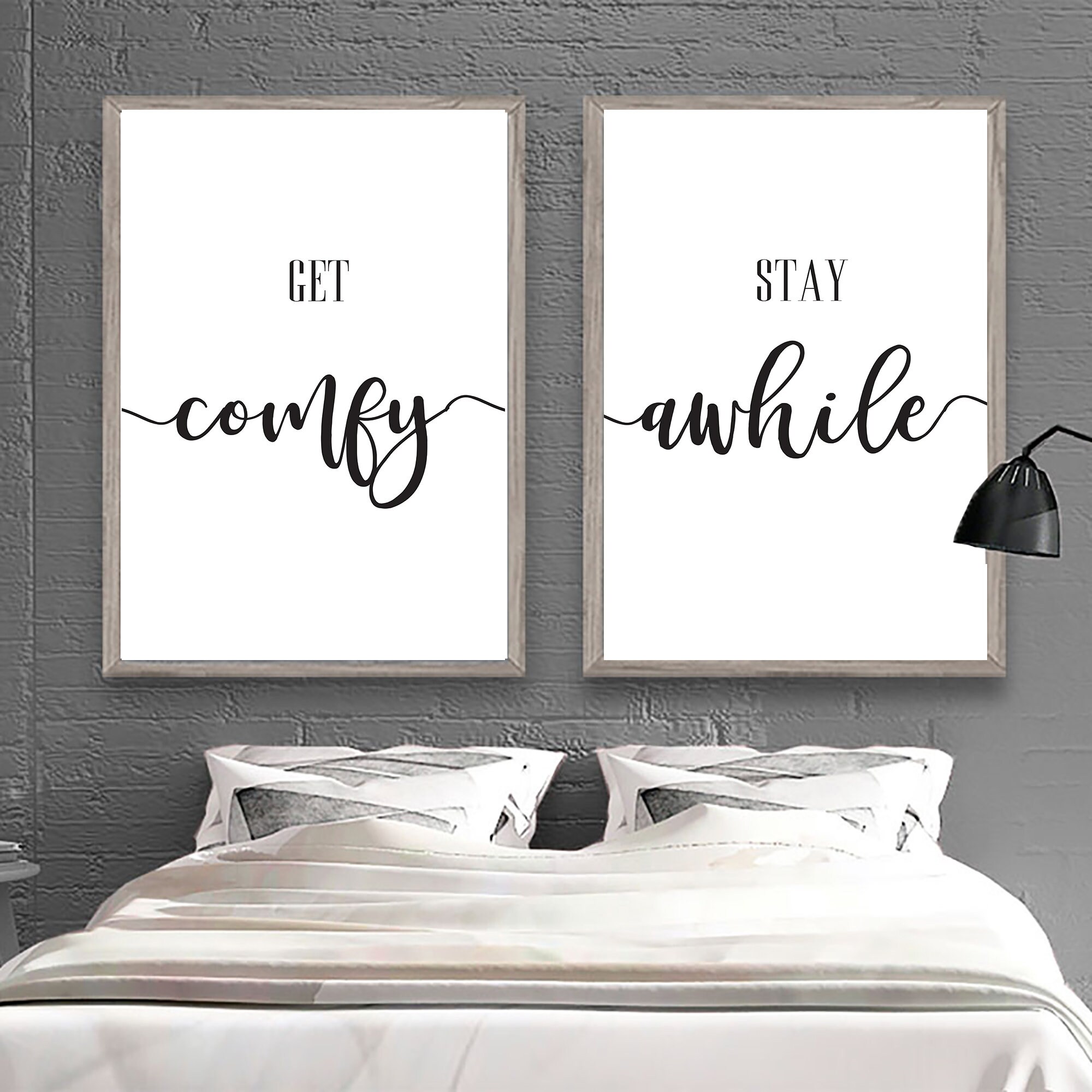 Get Comfy Printable Set of 2 Quote Guest Room Decor Stay - Etsy