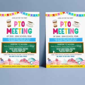 Editable PTO PTA Meeting Flyer Template, Back to School Breakfast ...