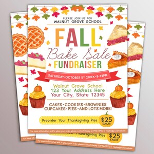 Fall Bake Sale Flyer, Festival Fall Harvest Template for Church School ...