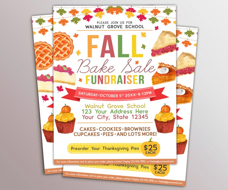 Fall Bake Sale Flyer Festival Fall Harvest Template for - Etsy